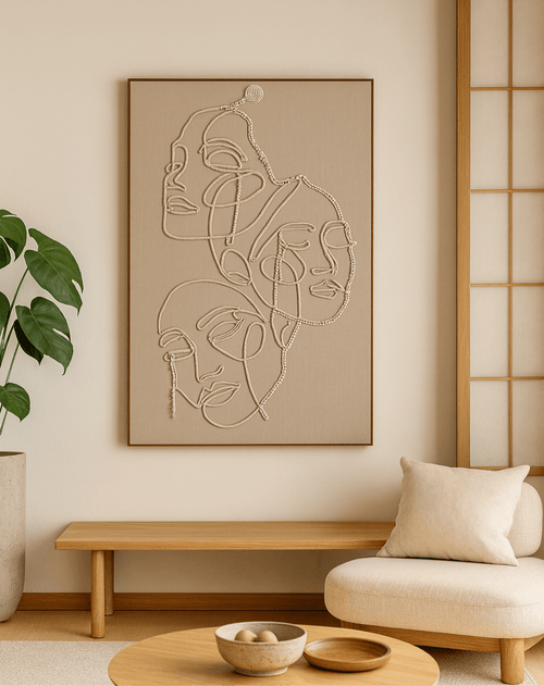 3D Abstract Face Line Wall Art with Pearl Detailing | SHAGHAF HOME