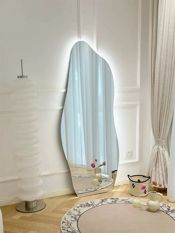 Backlit irregular shape frameless wall Mirror – SHAGHAF HOME
