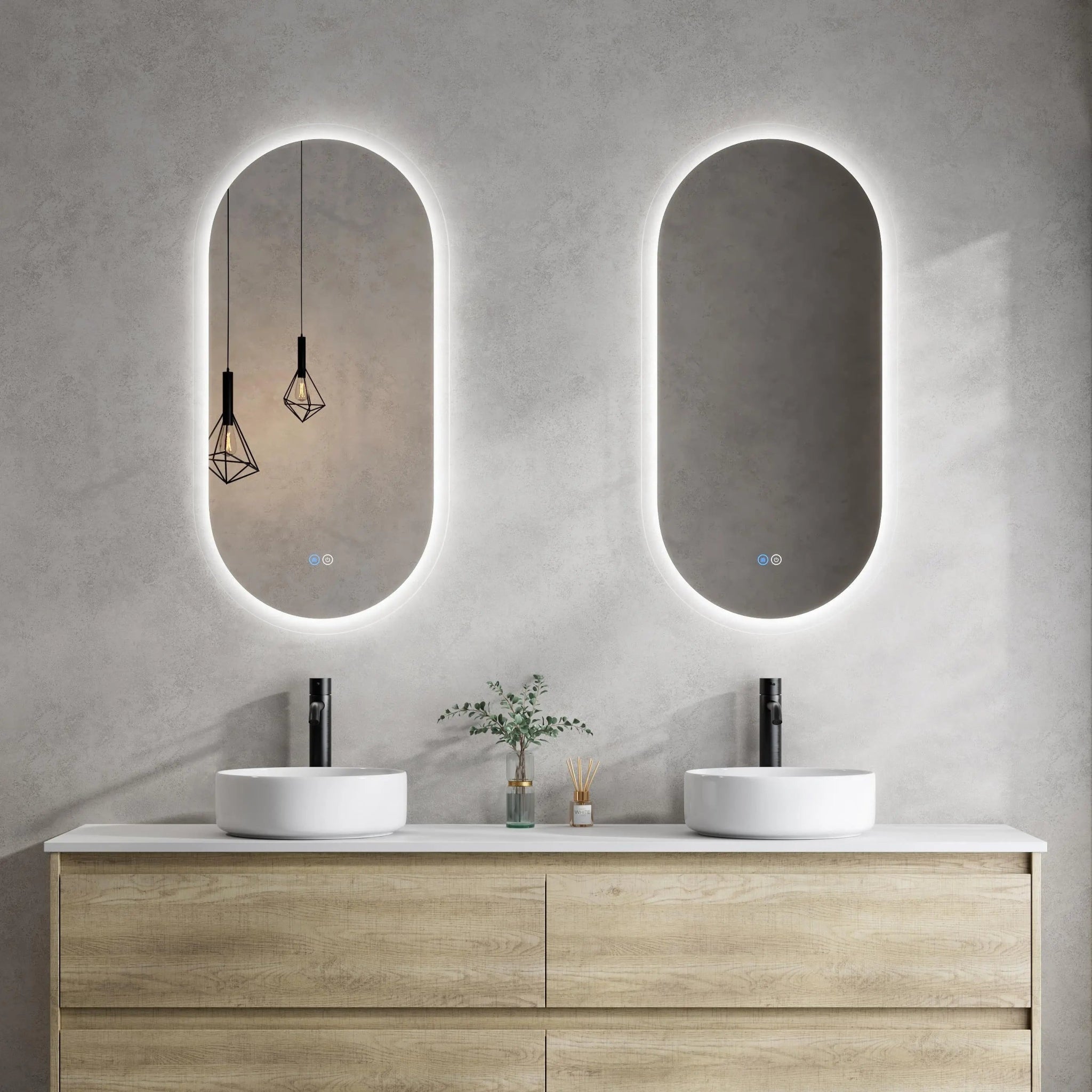 Frameless Oval wall mirror with hidden LED light – SHAGHAF HOME