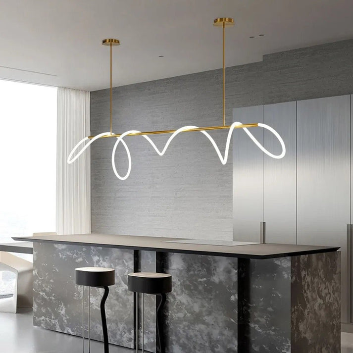 Wavy LED strips dining chandelier – SHAGHAF HOME