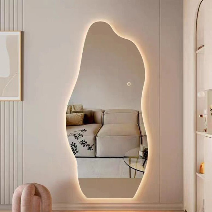 Backlit irregular shape frameless wall Mirror | SHAGHAF HOME