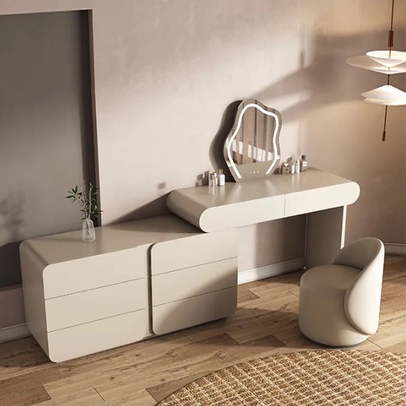 Creamy white Large cabinet dressing table Vanity with drawers Full set ...