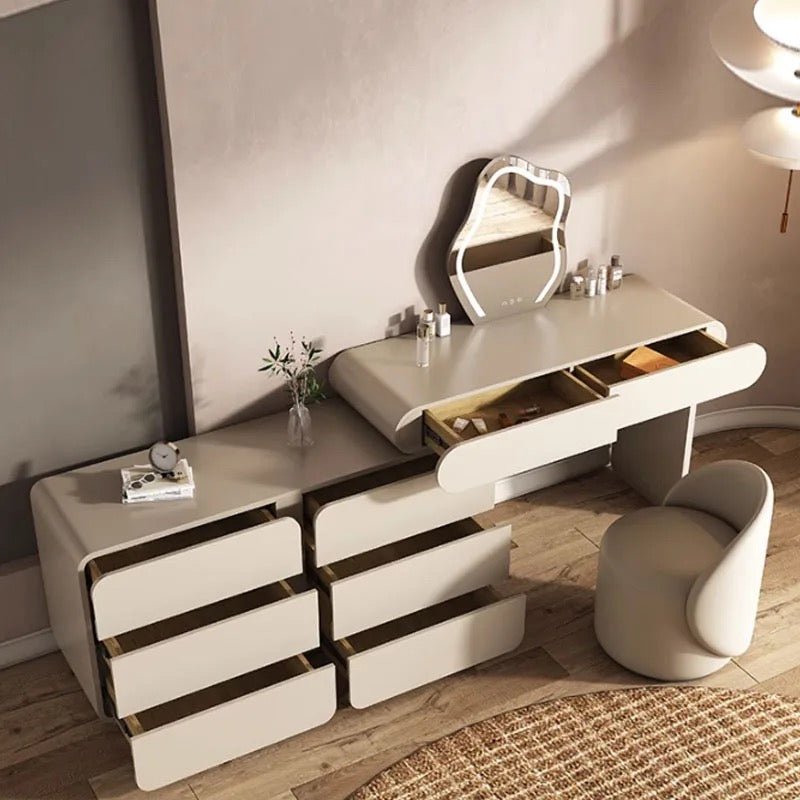 Creamy white Large cabinet dressing table Vanity with drawers Full set ...