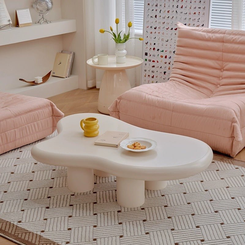Irregular shape Curved cloud shape coffee table white | SHAGHAF HOME