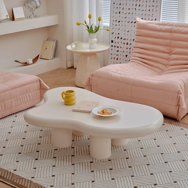 Irregular shape Curved cloud shape coffee table white – SHAGHAF HOME