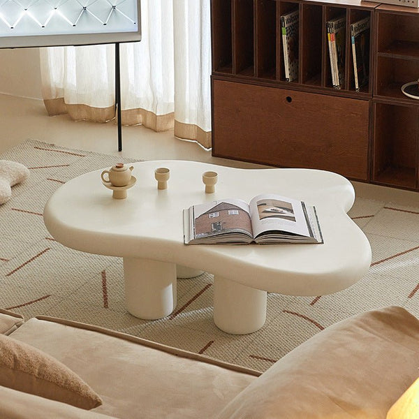 Irregular shape Curved cloud shape coffee table white – SHAGHAF HOME