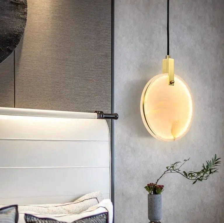 Marble texture round pendant light – SHAGHAF HOME