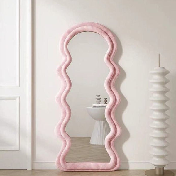 Wavy Pink frame velvet floor Mirror – SHAGHAF HOME