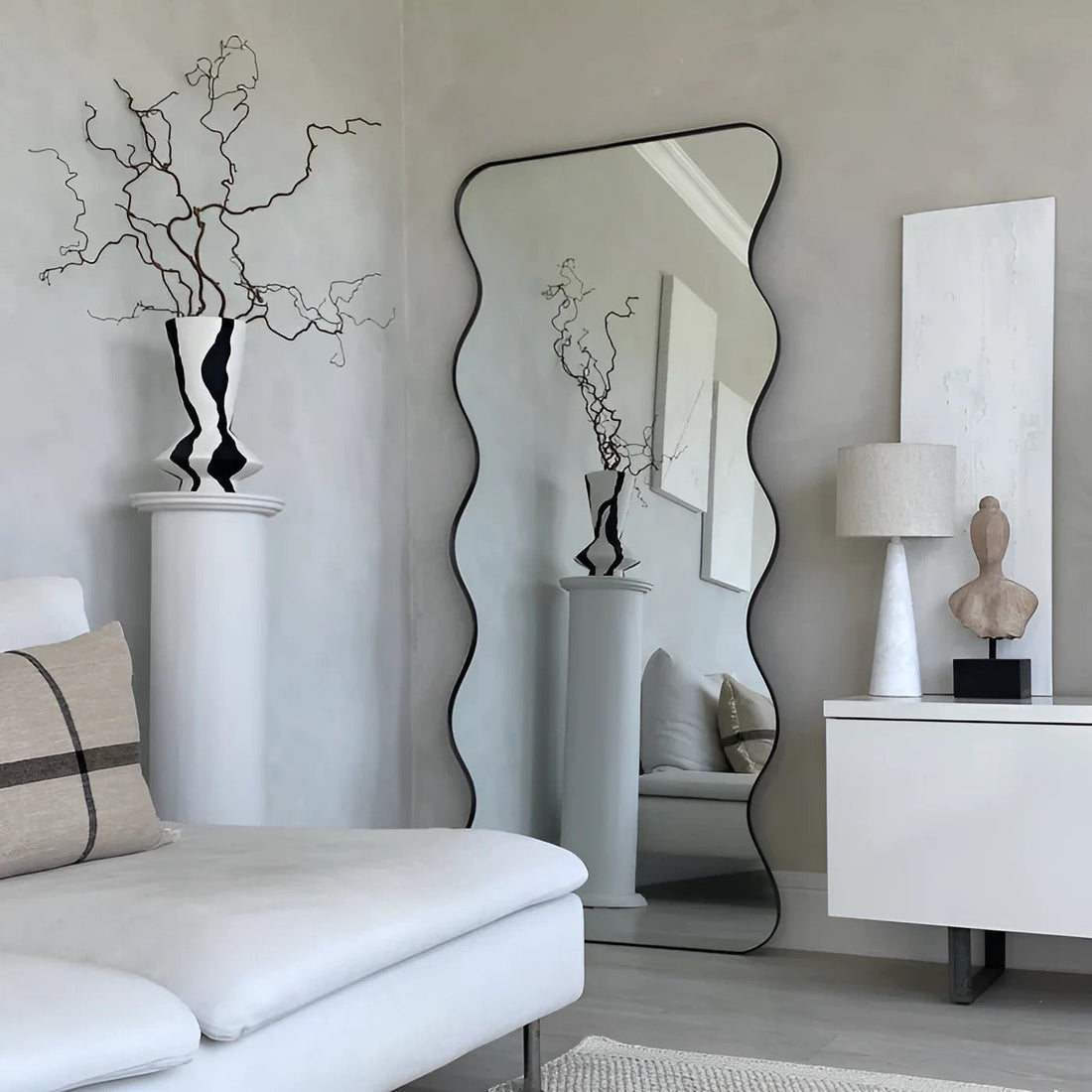 Wavy wiggly black frame full length Mirror – SHAGHAF HOME